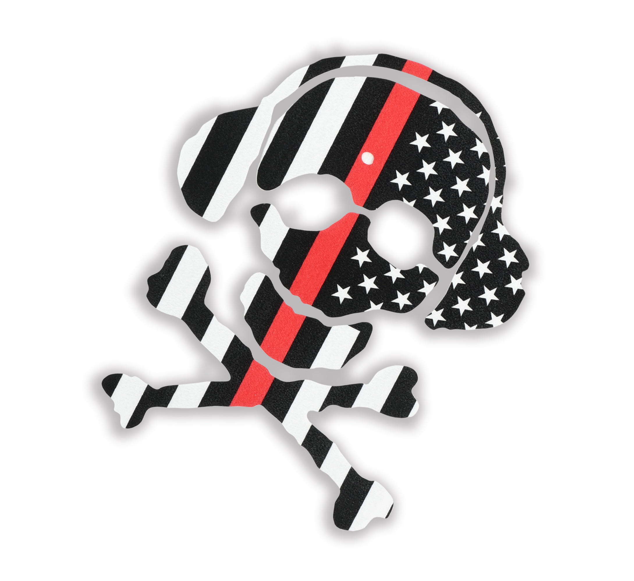 Red Stripe Skull Guy Sticker - Skull & Cross Bones